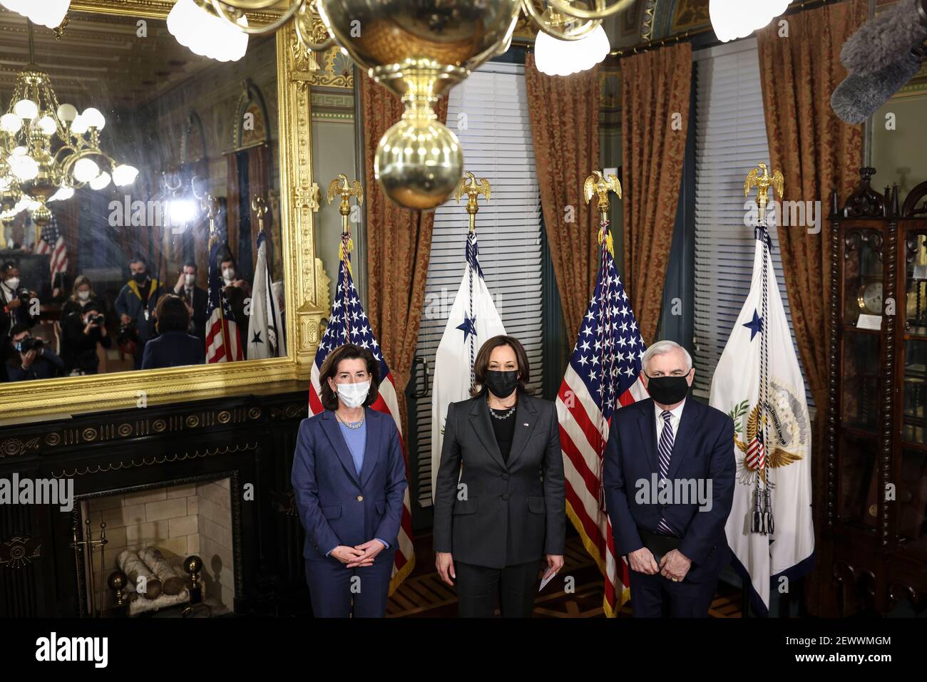 Vice President Kamala Harris, right, Secretary of Commerce Gina M ...