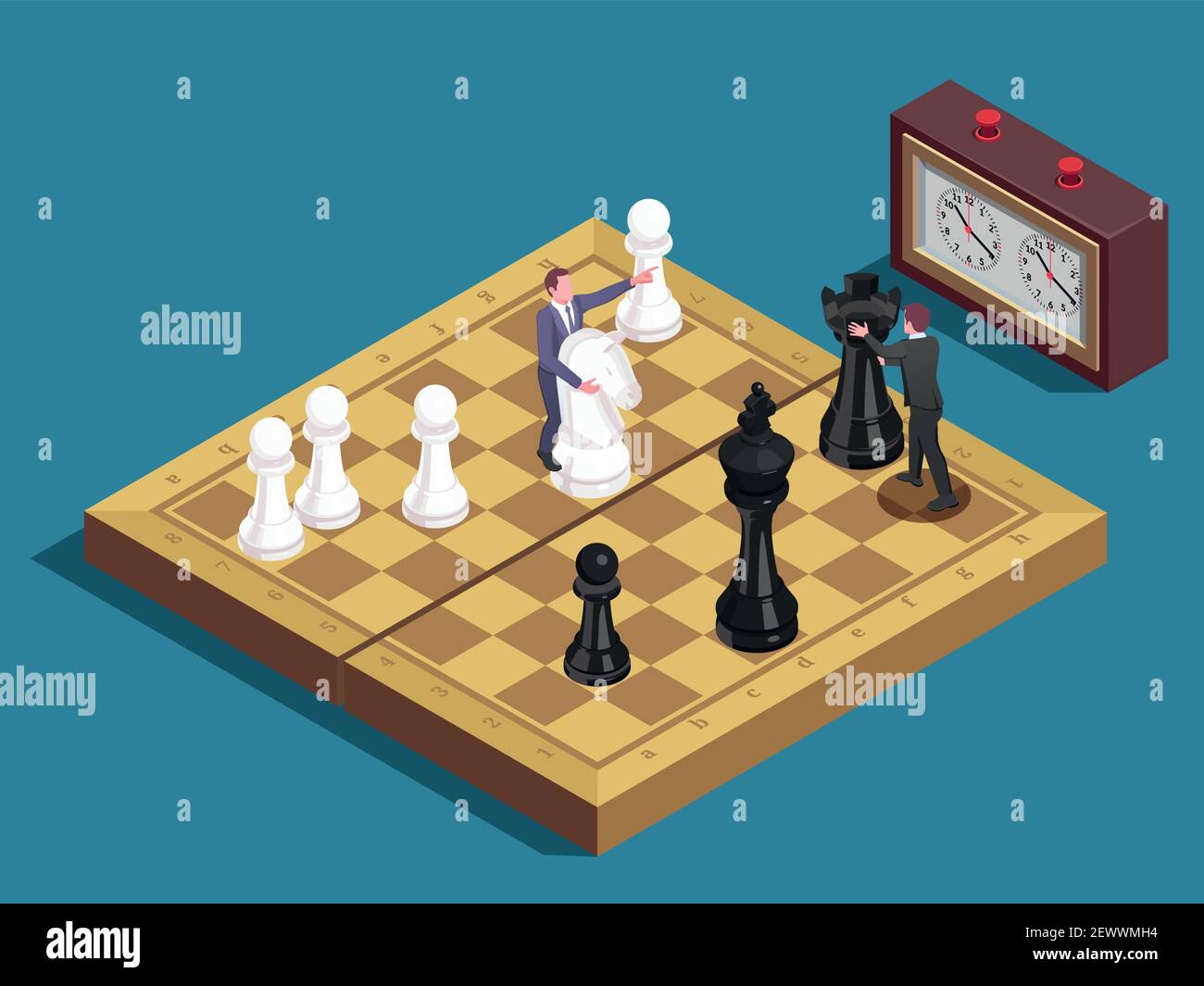 Chess concept allegoric isometric composition with players moving ...