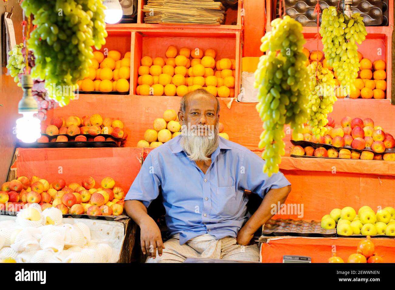 CHITTAGONG, BANGLADESH - Feb 13, 2019: the salesman is selling lots of ...