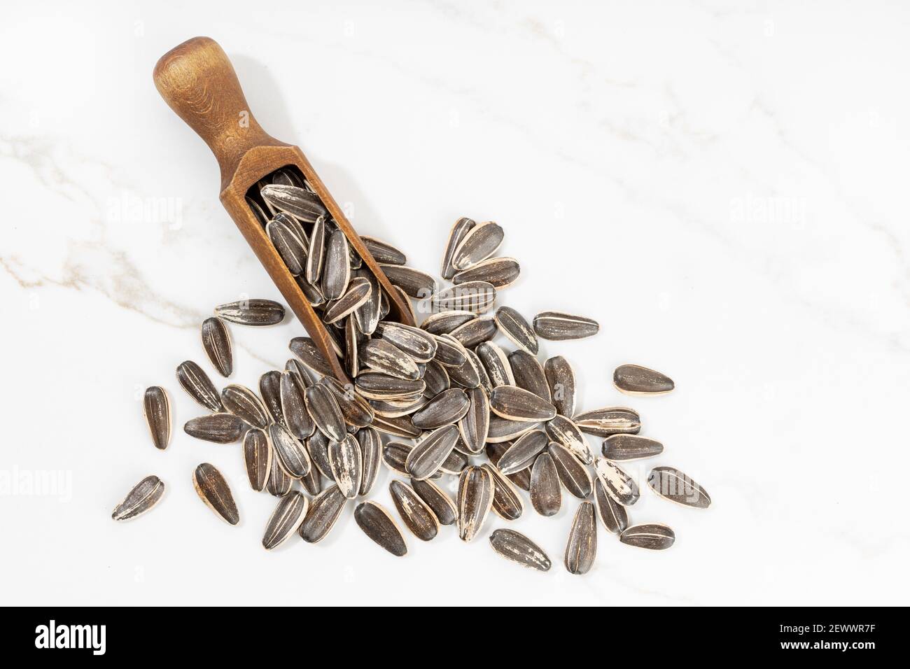 Sunflower Seeds and scoop isolated on White marble Background ...