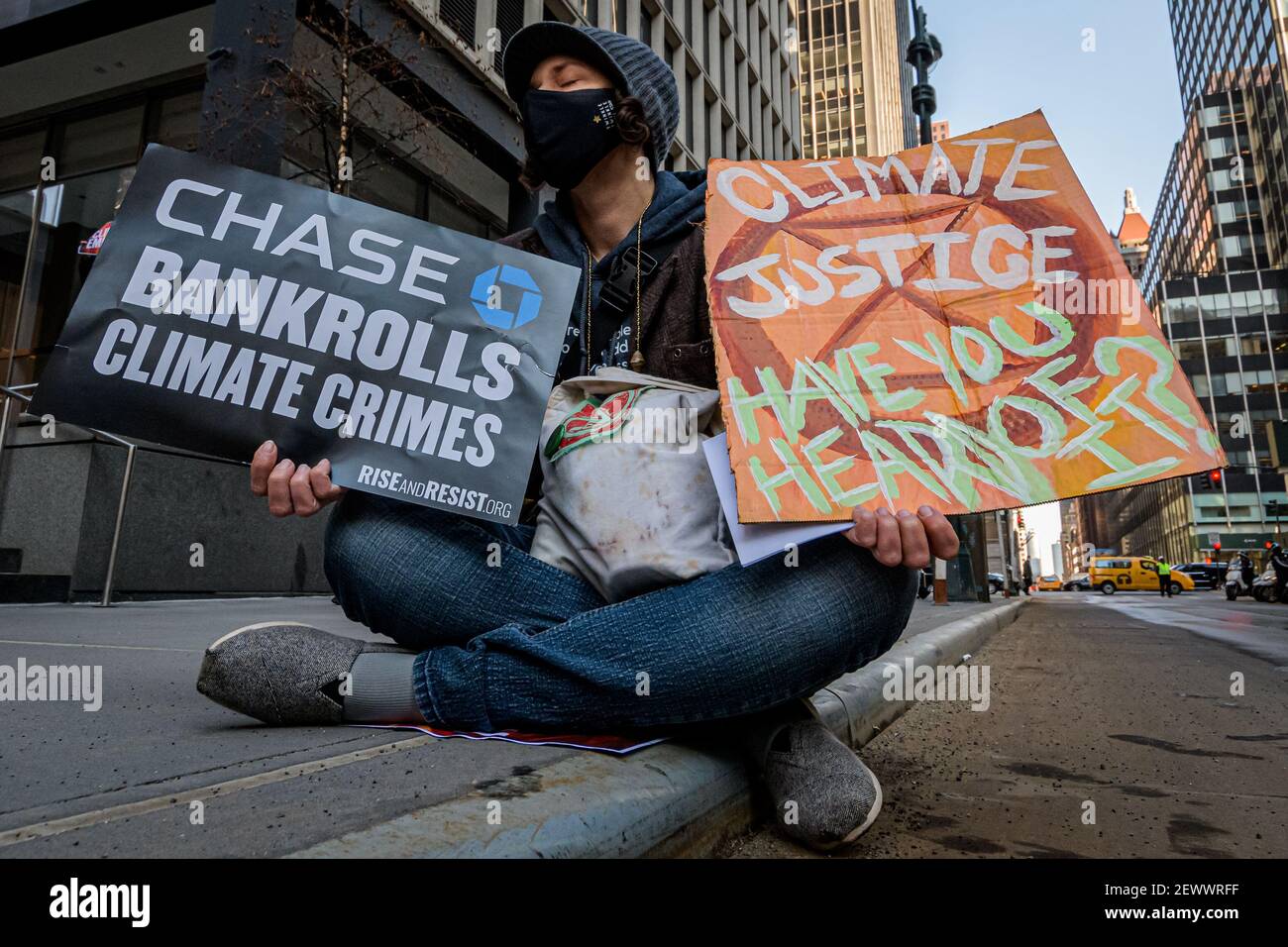 Climate activists with Stop the Money Pipeline held a rally in midtown ...