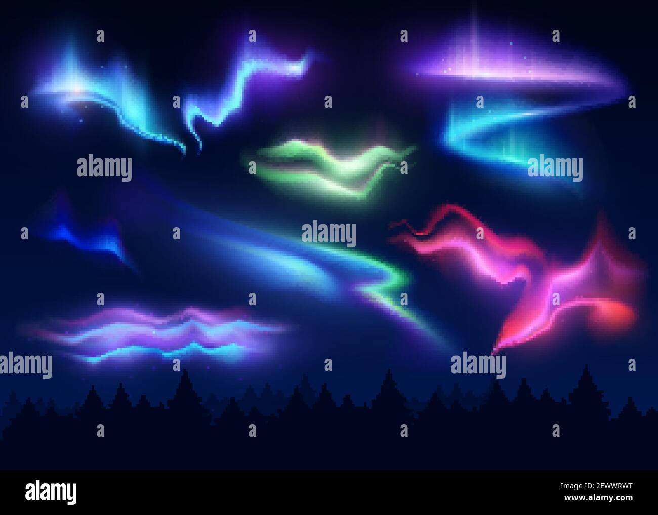 Colors and shapes of the northern lights Stock Vector Images - Alamy