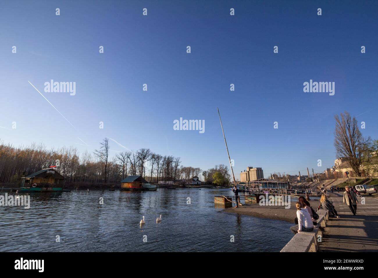 PANCEVO, SERBIA - MARCH 23, 2019: Panorama of the Tamis river, on ...