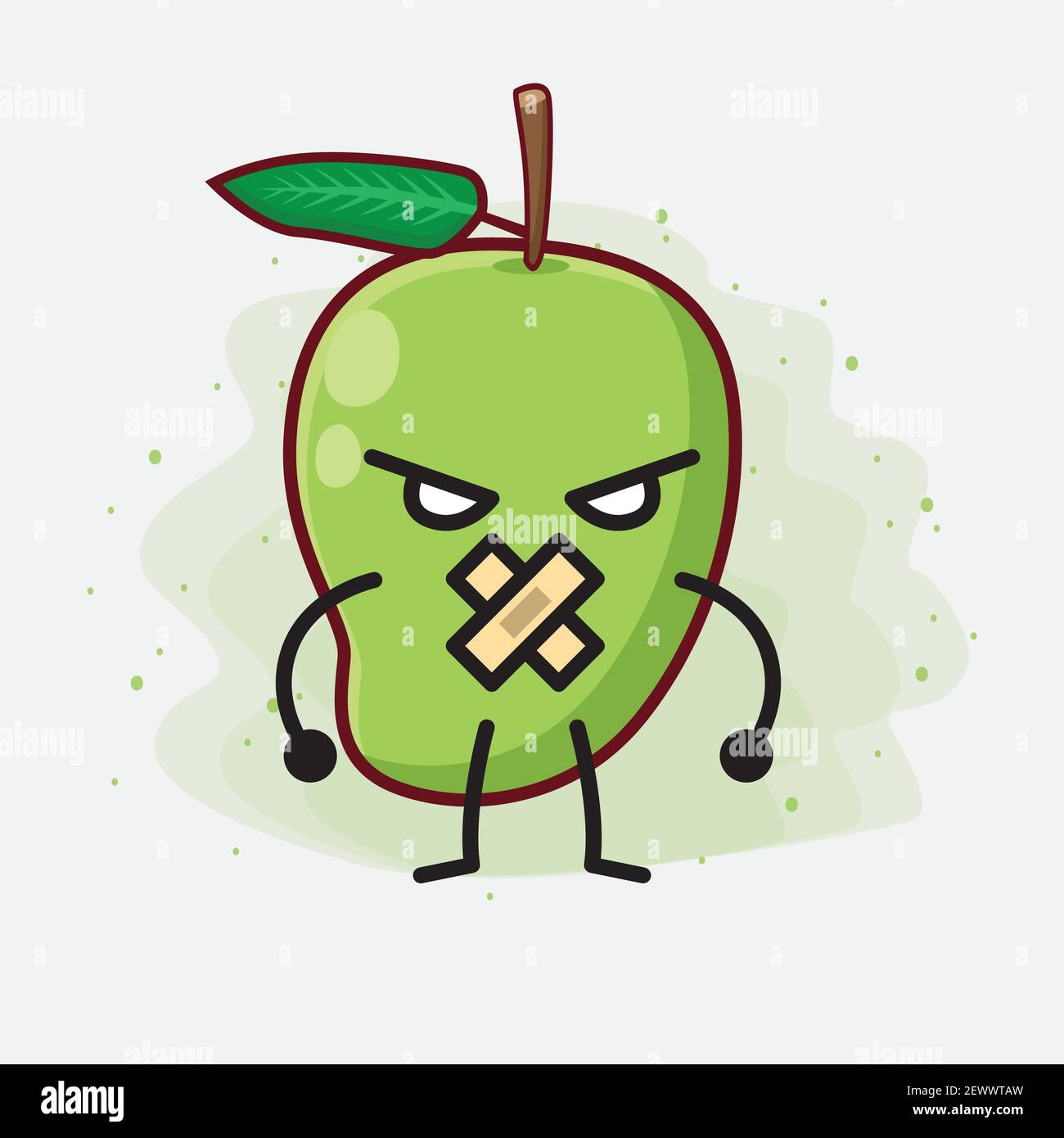 Vector Illustration of Mango Fruit Character with cute face, simple ...