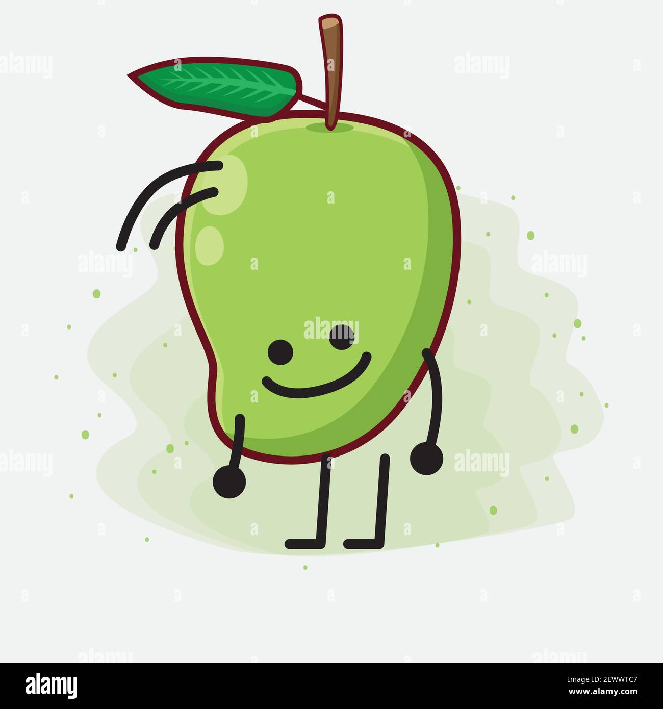 Vector Illustration of Mango Fruit Character with cute face, simple ...