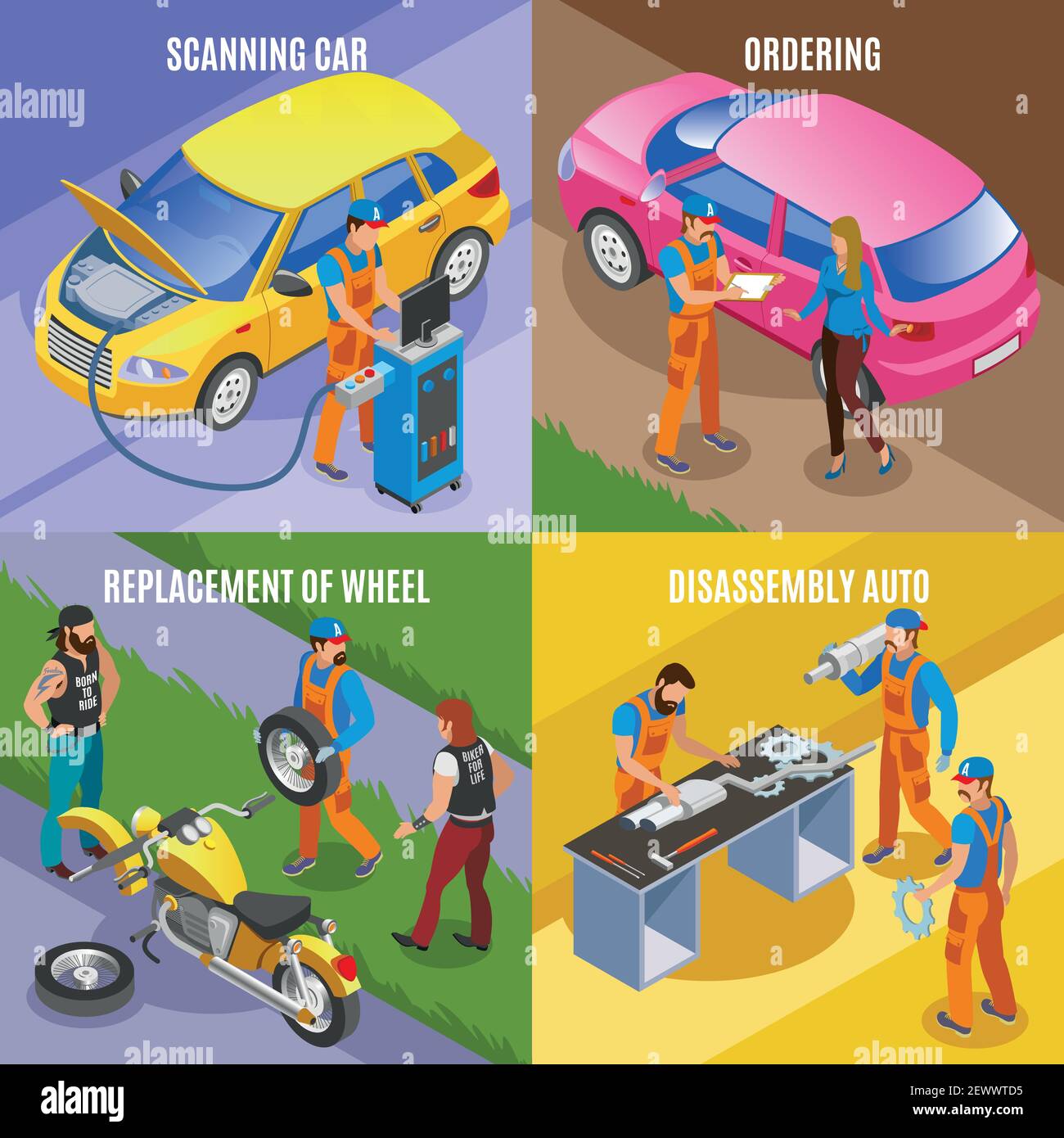 Car disassembly Stock Vector Images - Alamy