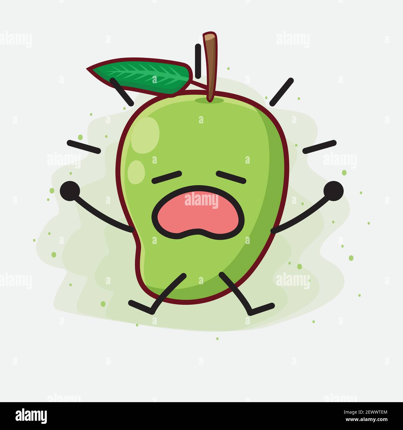Vector Illustration of Mango Fruit Character with cute face, simple ...