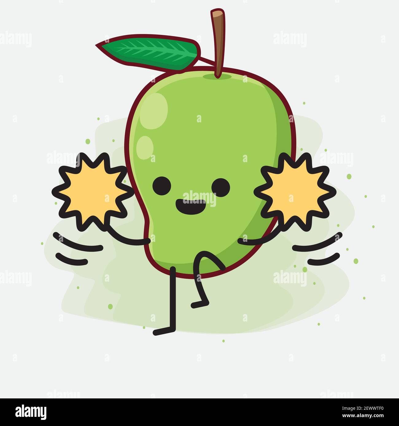 Vector Illustration of Mango Fruit Character with cute face, simple ...