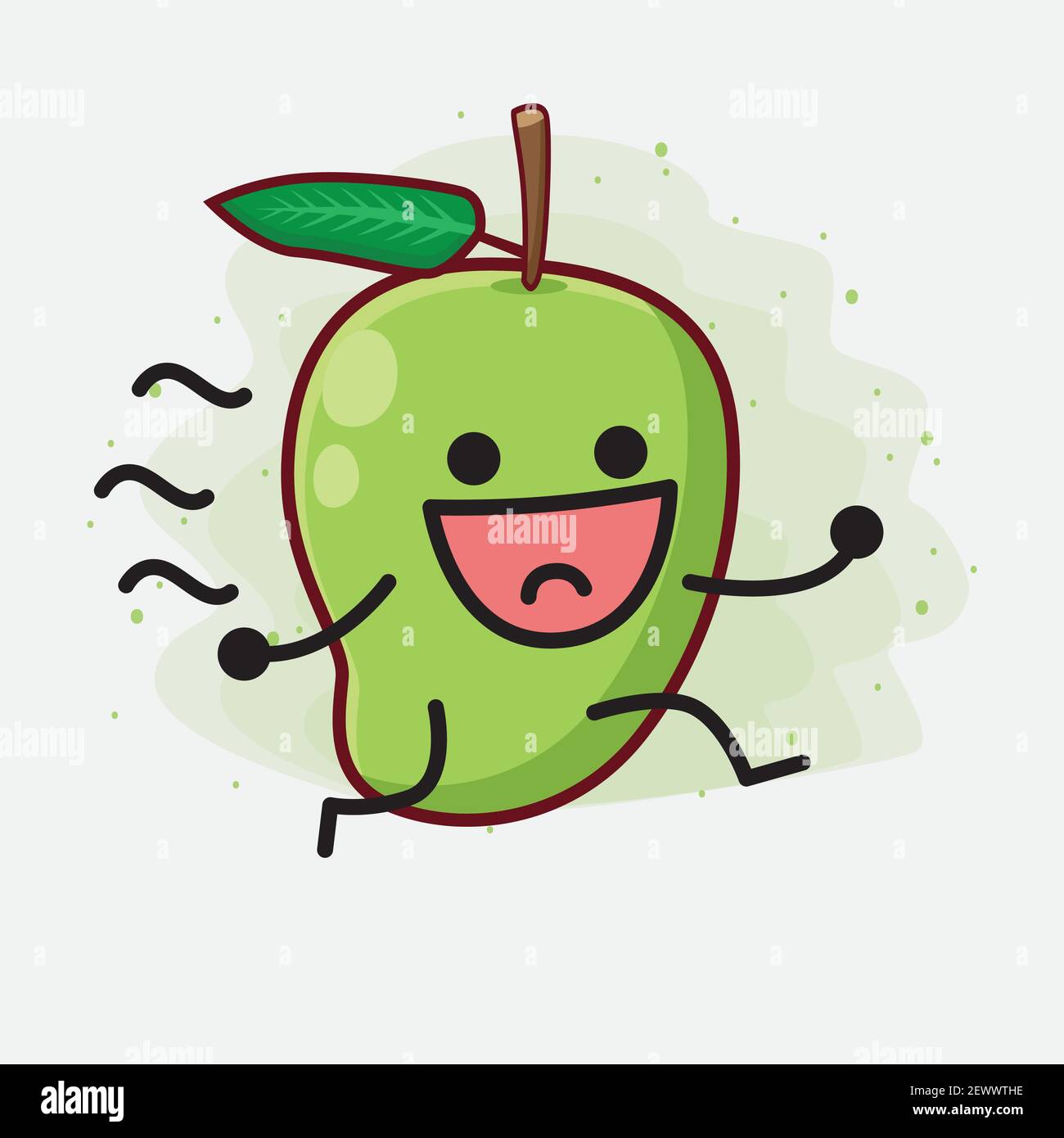Vector Illustration of Mango Fruit Character with cute face, simple ...