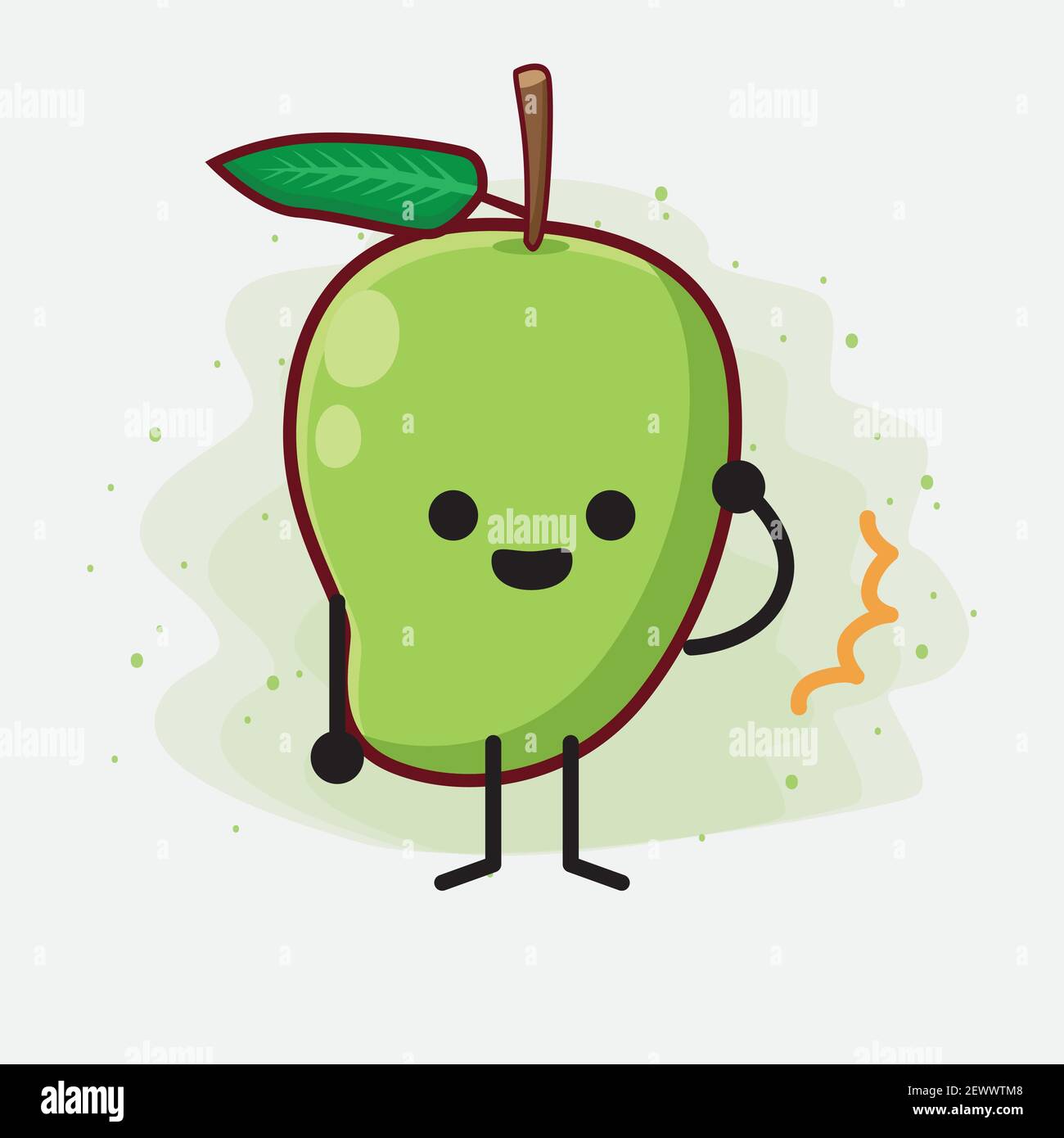 Vector Illustration of Mango Fruit Character with cute face, simple ...