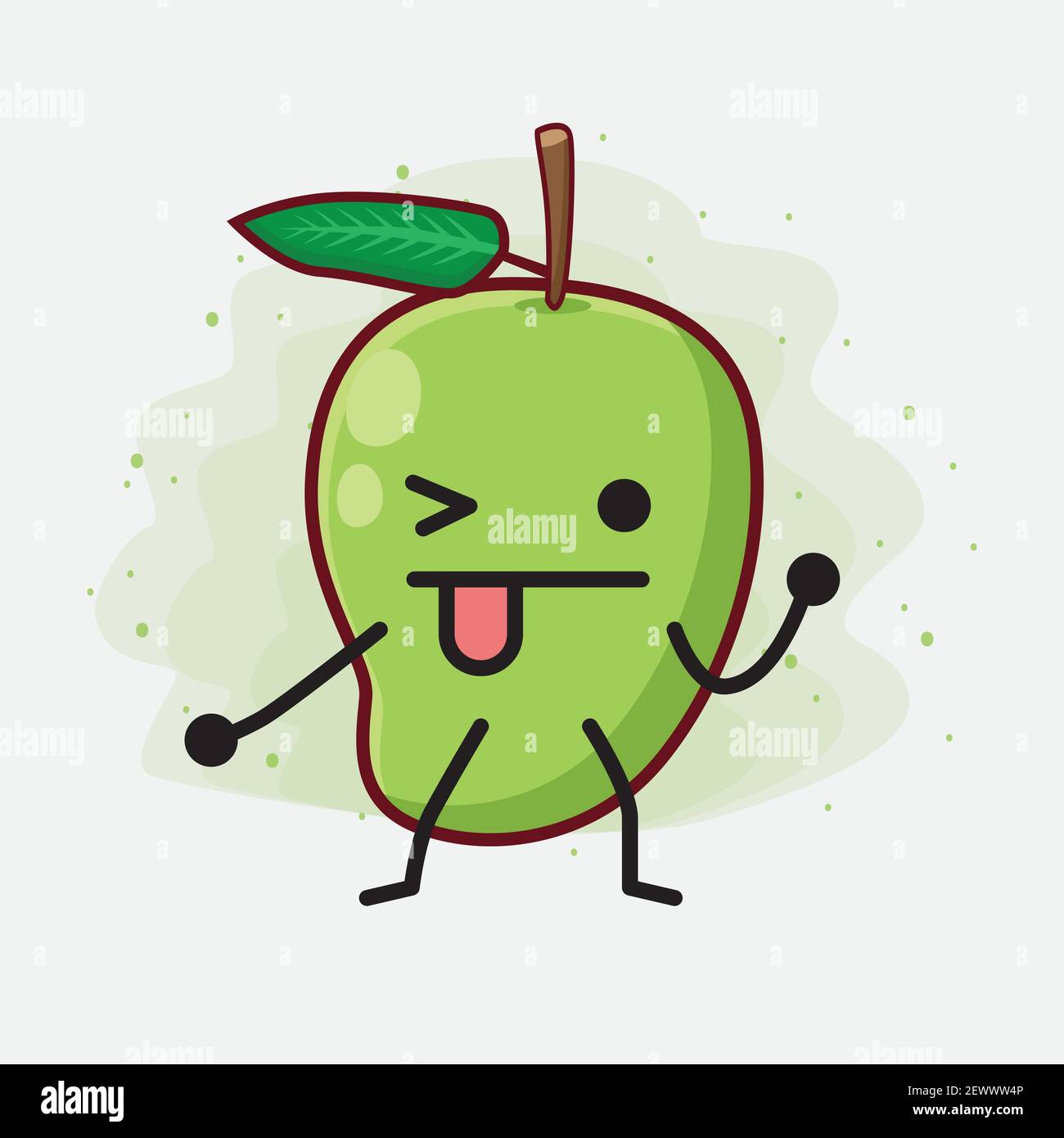 Vector Illustration of Mango Fruit Character with cute face, simple ...