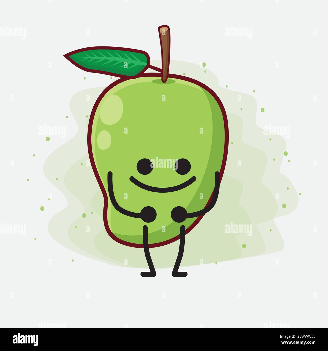 Vector Illustration of Mango Fruit Character with cute face, simple ...