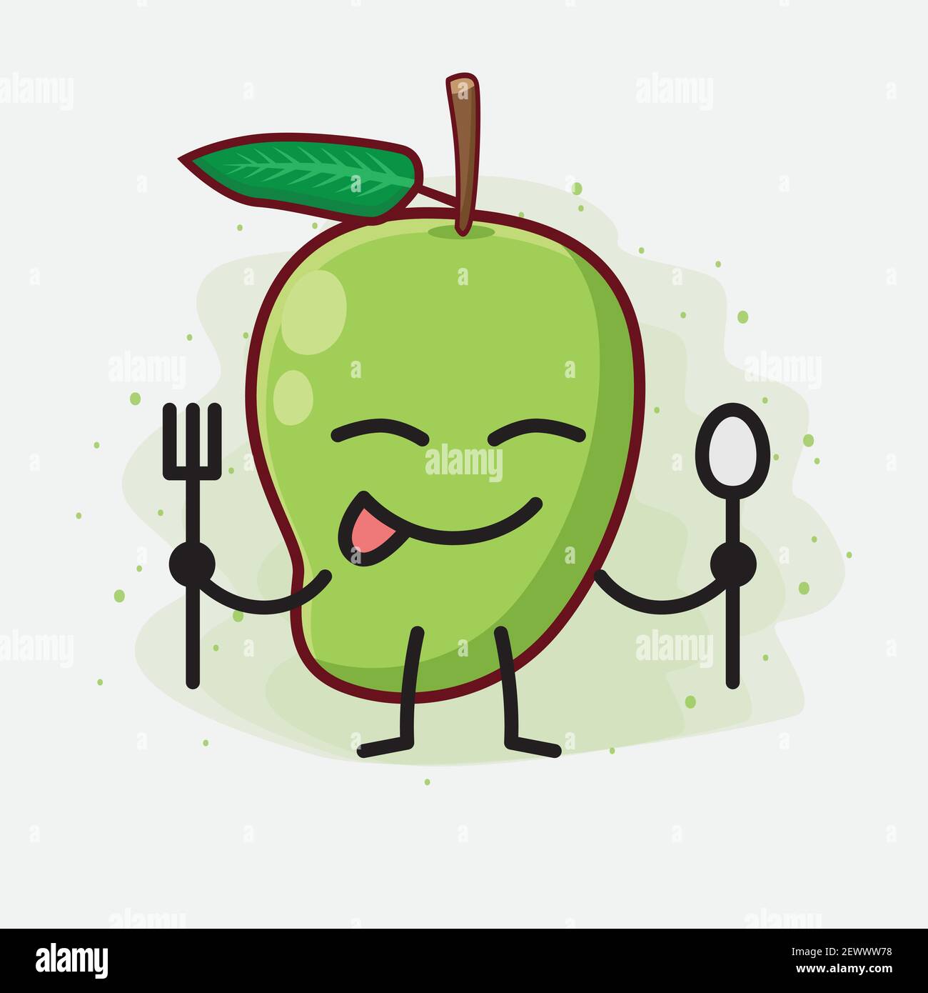 Vector Illustration of Mango Fruit Character with cute face, simple ...
