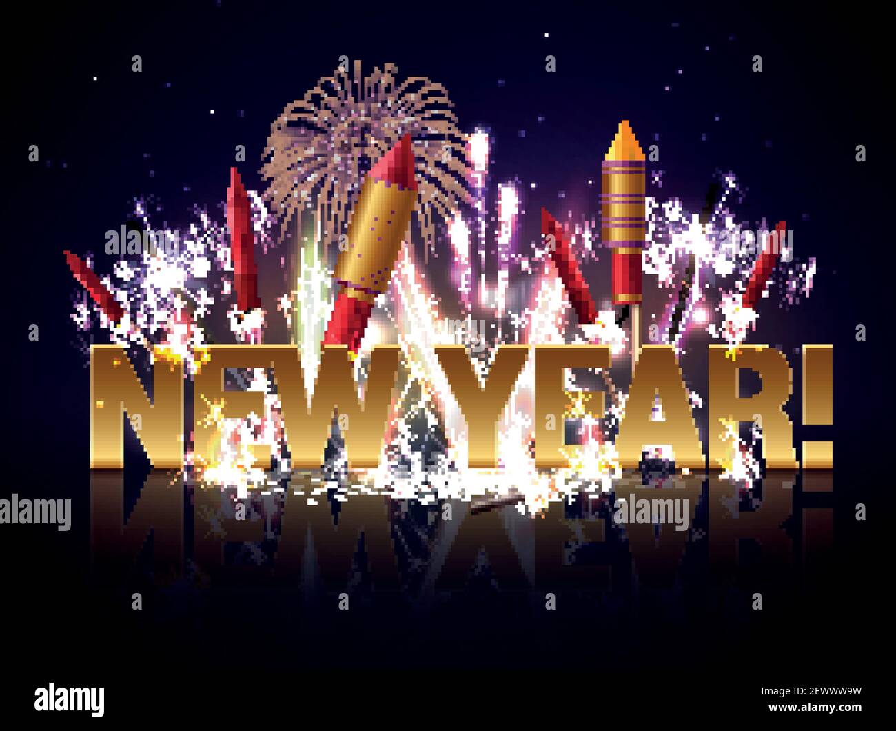 Sparkler bengal lights pyrotechnics realistic new year composition with luminous particles ...