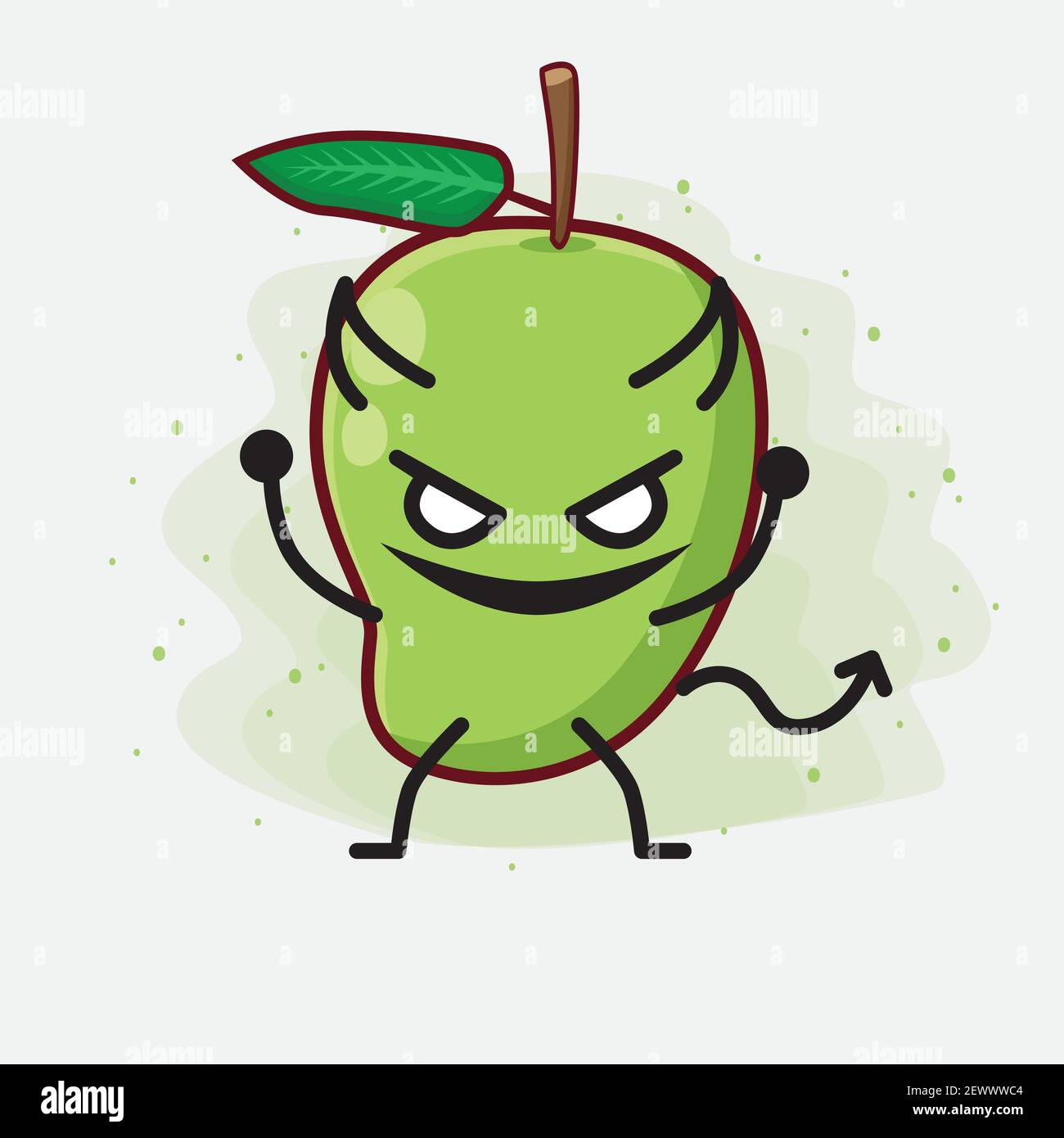 Vector Illustration of Mango Fruit Character with cute face, simple ...