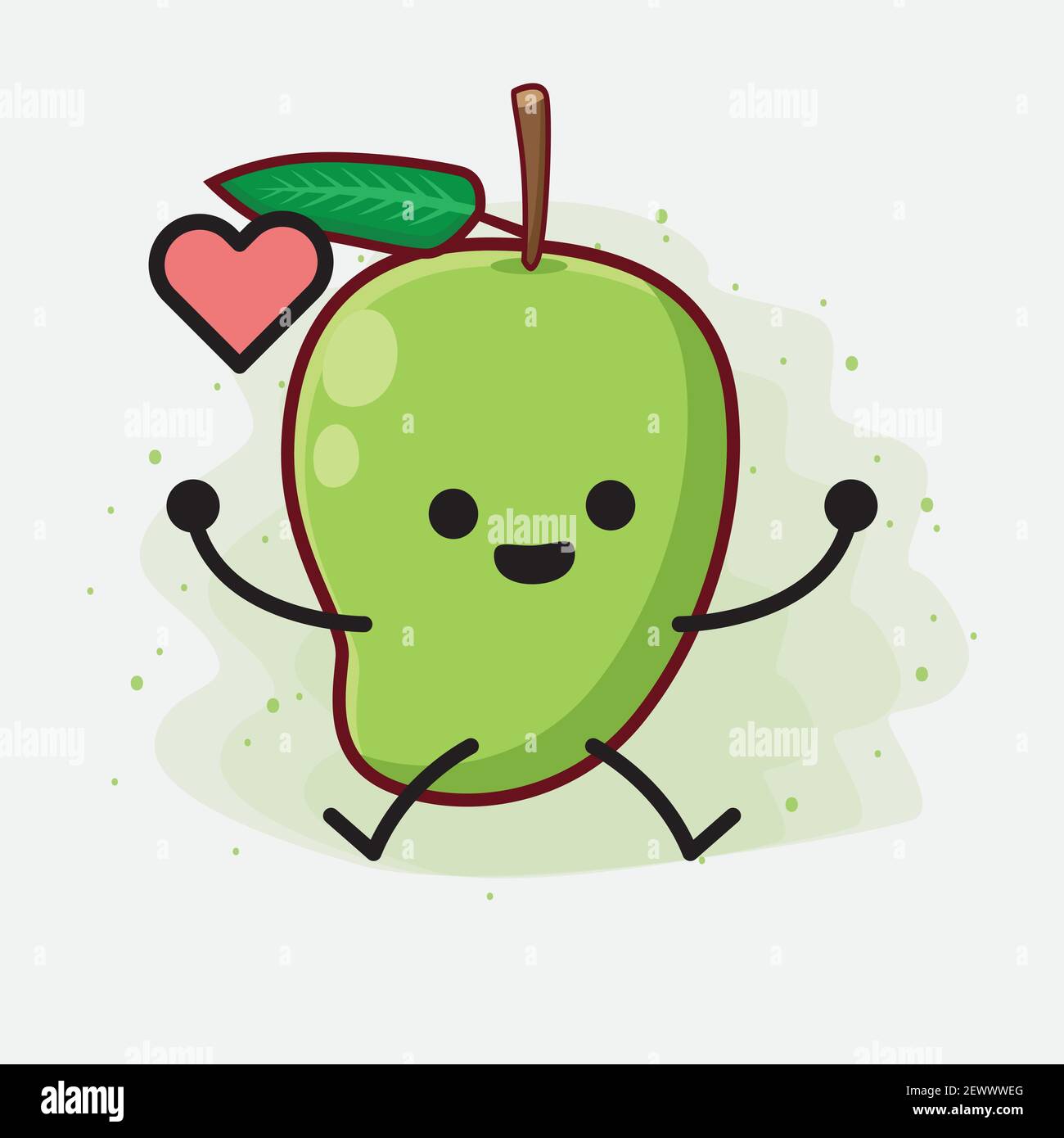 Vector Illustration of Mango Fruit Character with cute face, simple ...