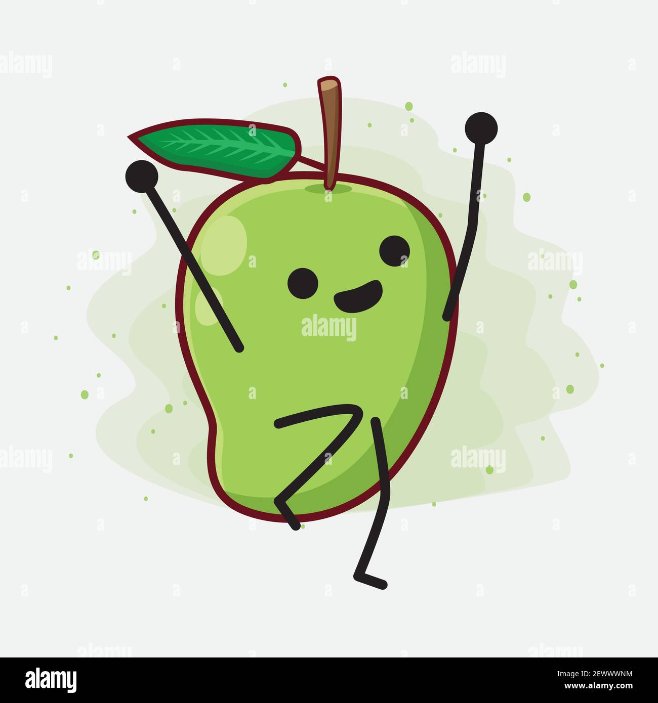Vector Illustration of Mango Fruit Character with cute face, simple ...