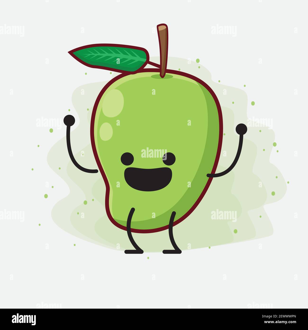 Vector Illustration of Mango Fruit Character with cute face, simple ...