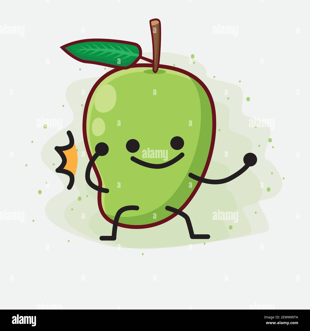 Vector Illustration of Mango Fruit Character with cute face, simple ...