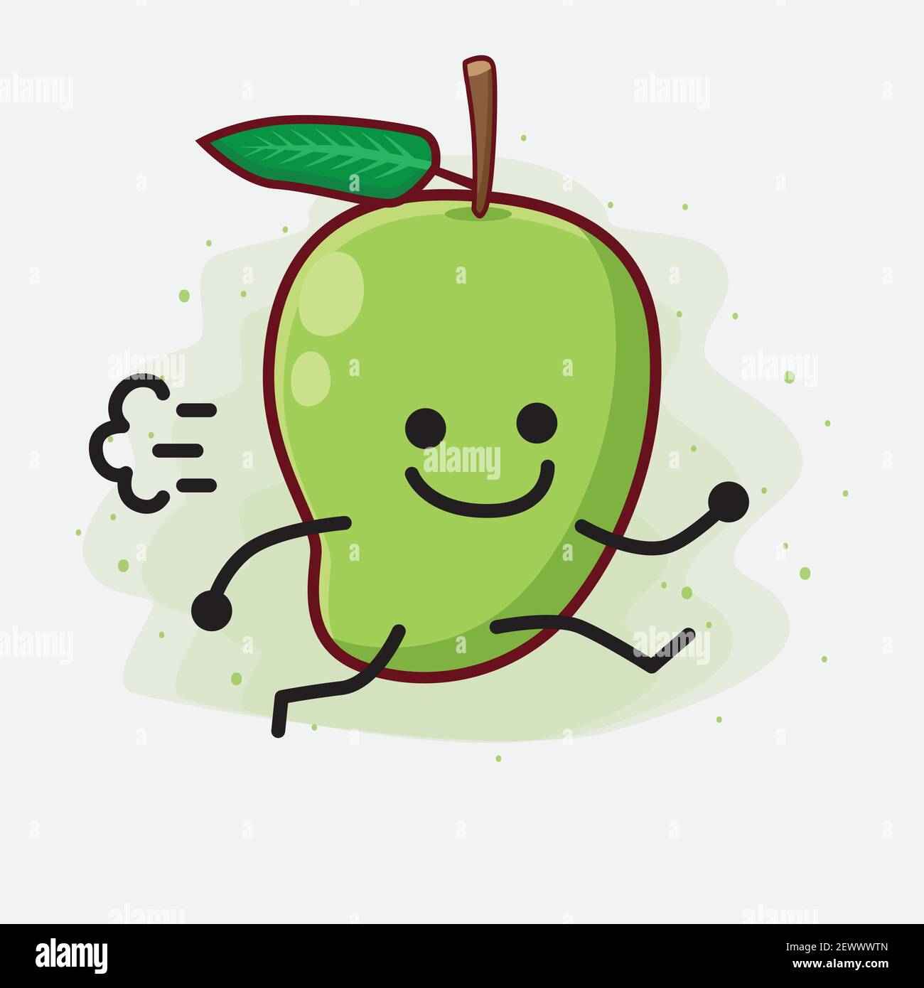 Vector Illustration of Mango Fruit Character with cute face, simple ...
