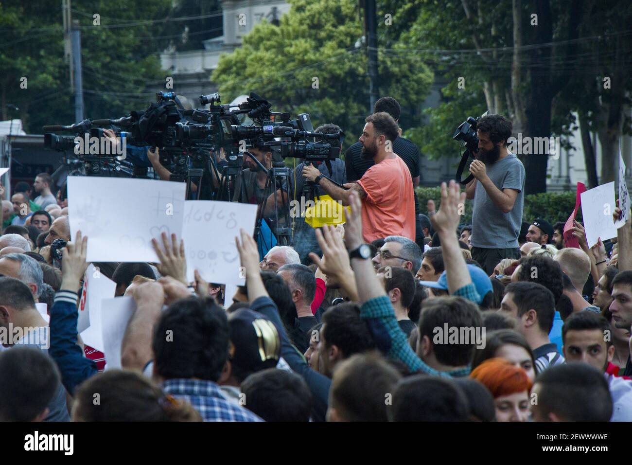 TBILISI, GEORGIA - Jun 24, 2020: Georgian protests in front of the ...