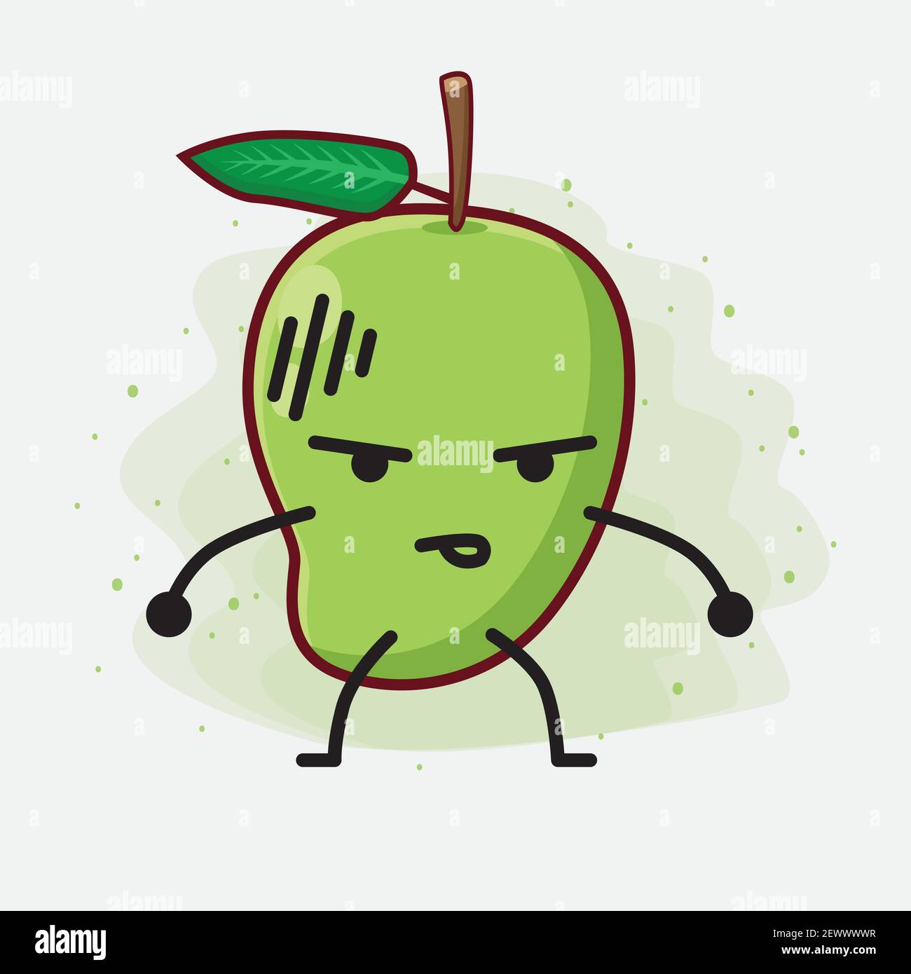 Vector Illustration of Mango Fruit Character with cute face, simple ...