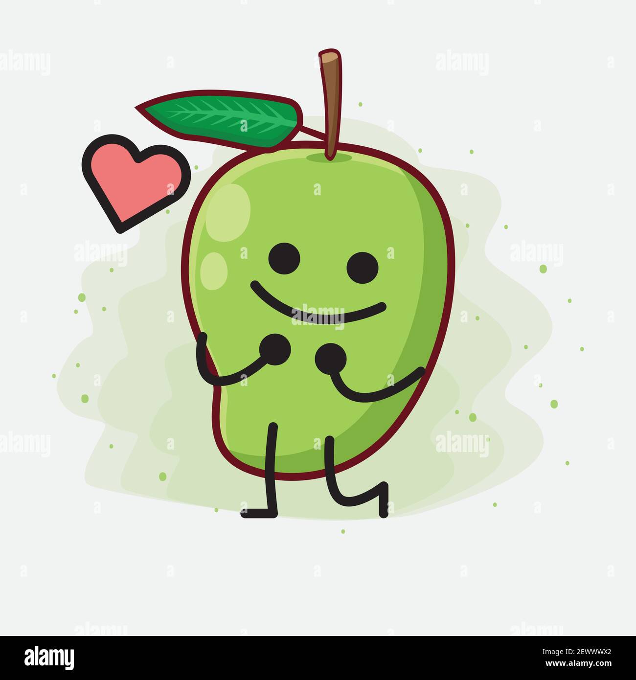 Vector Illustration of Mango Fruit Character with cute face, simple ...