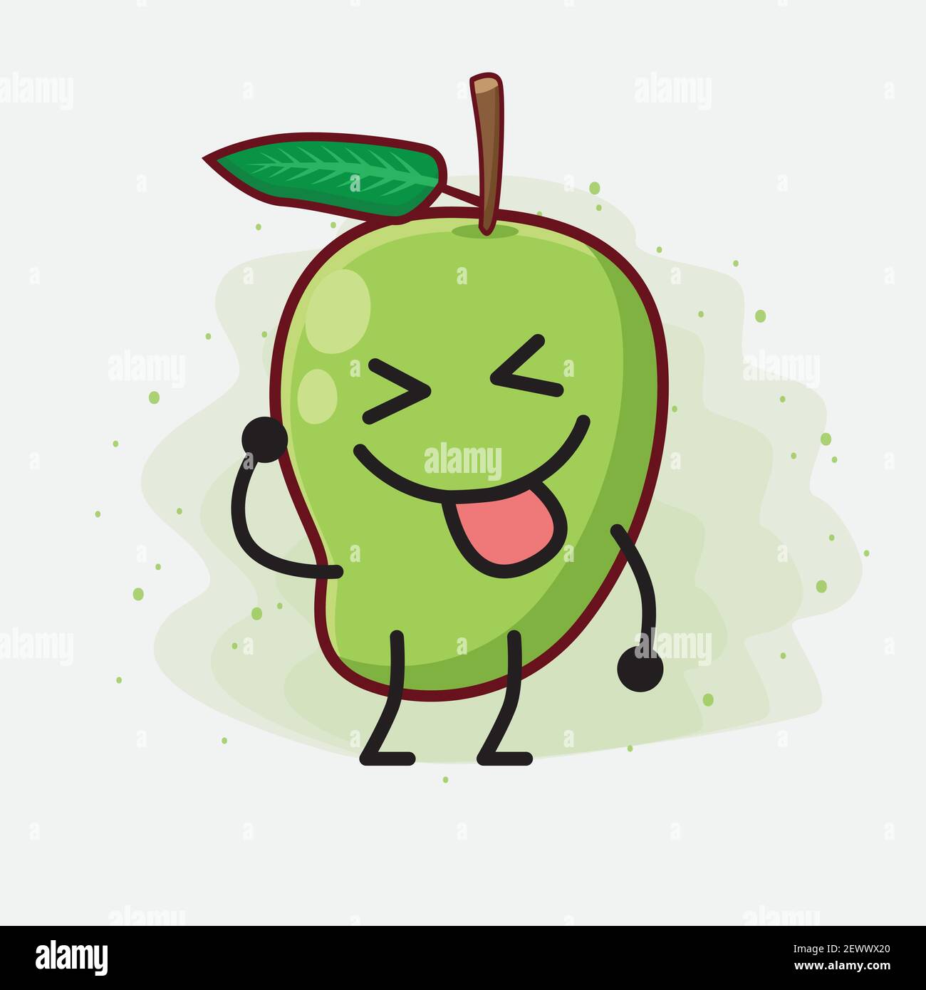 Vector Illustration of Mango Fruit Character with cute face, simple ...