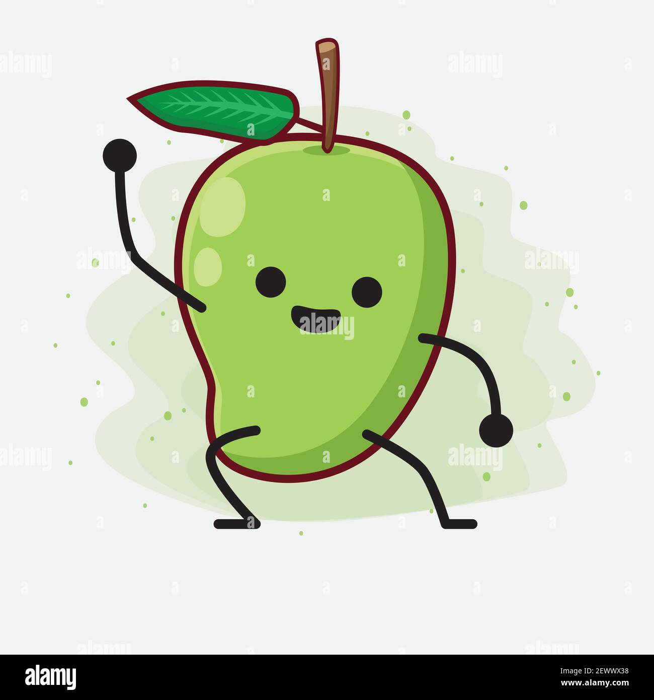 Vector Illustration of Mango Fruit Character with cute face, simple ...