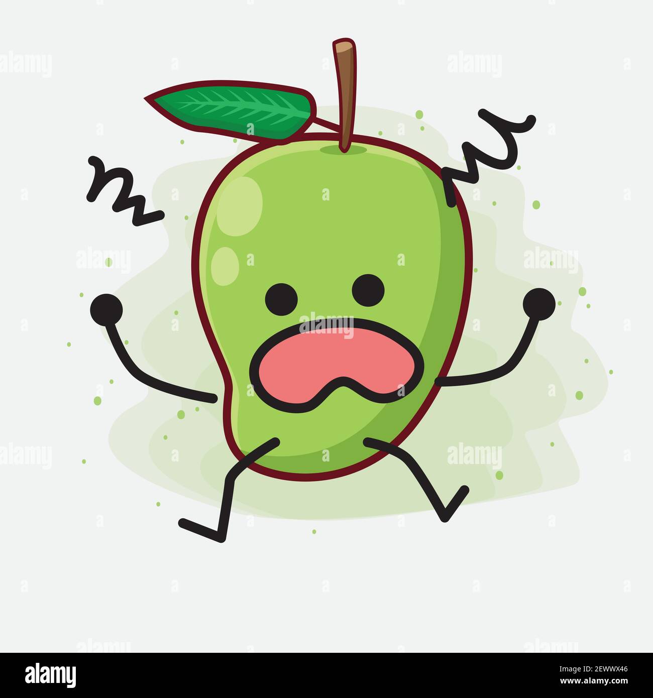 Vector Illustration of Mango Fruit Character with cute face, simple ...