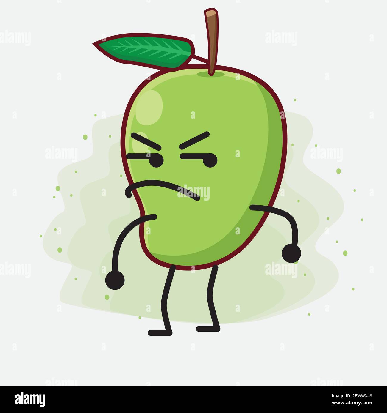 Vector Illustration of Mango Fruit Character with cute face, simple ...