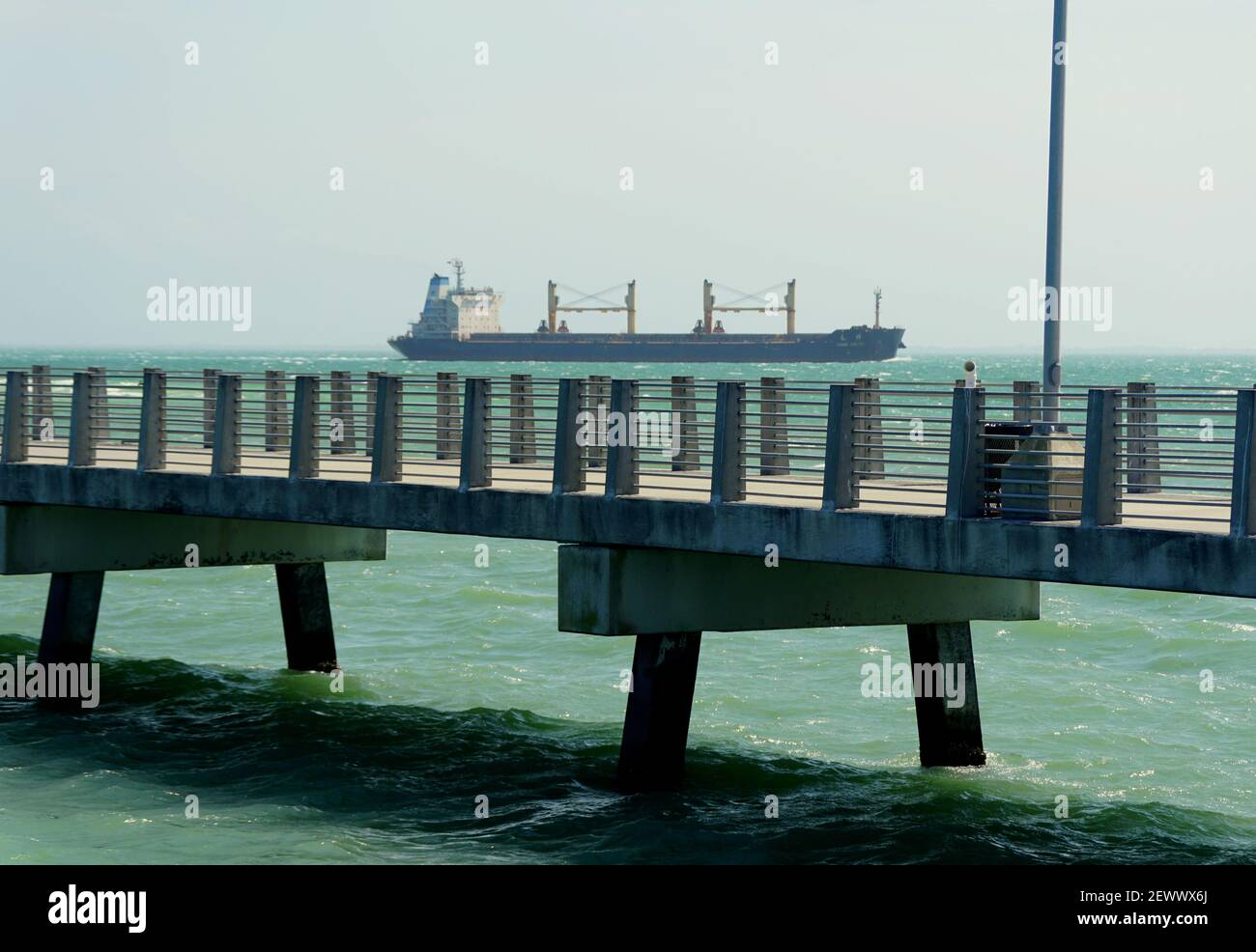 St Petersburg, Florida, U.S - February 16, 2021 - A large cargo ship ...