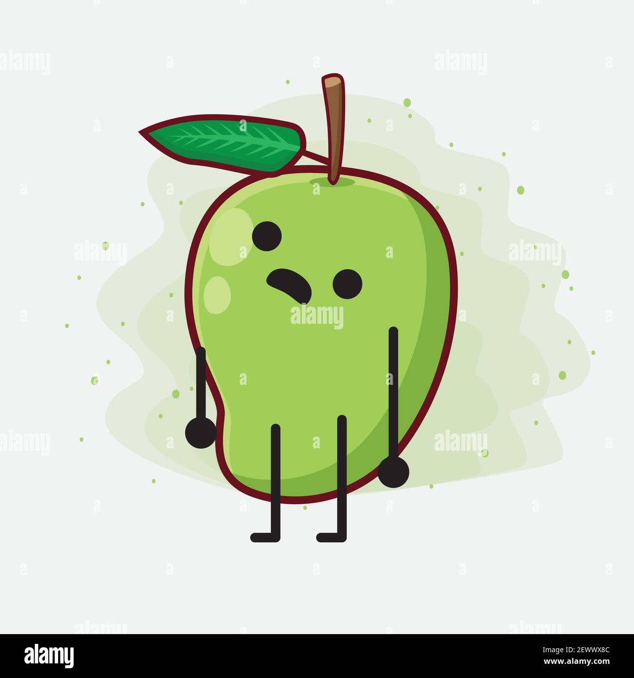 Vector Illustration of Mango Fruit Character with cute face, simple ...