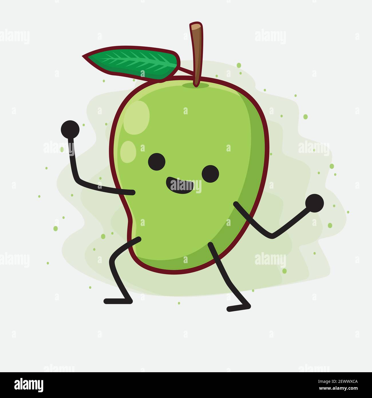 Vector Illustration of Mango Fruit Character with cute face, simple ...