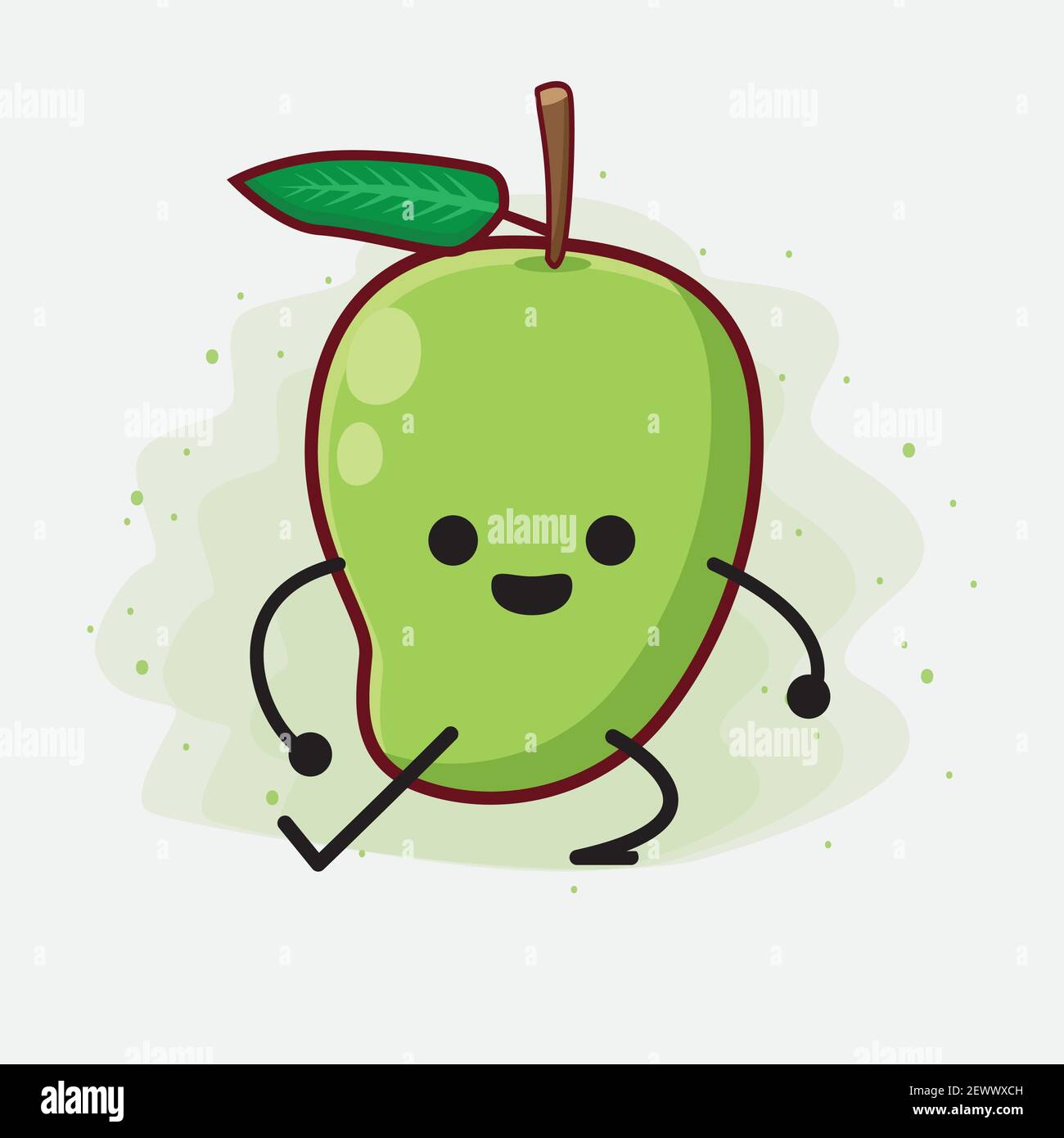 Vector Illustration of Mango Fruit Character with cute face, simple ...