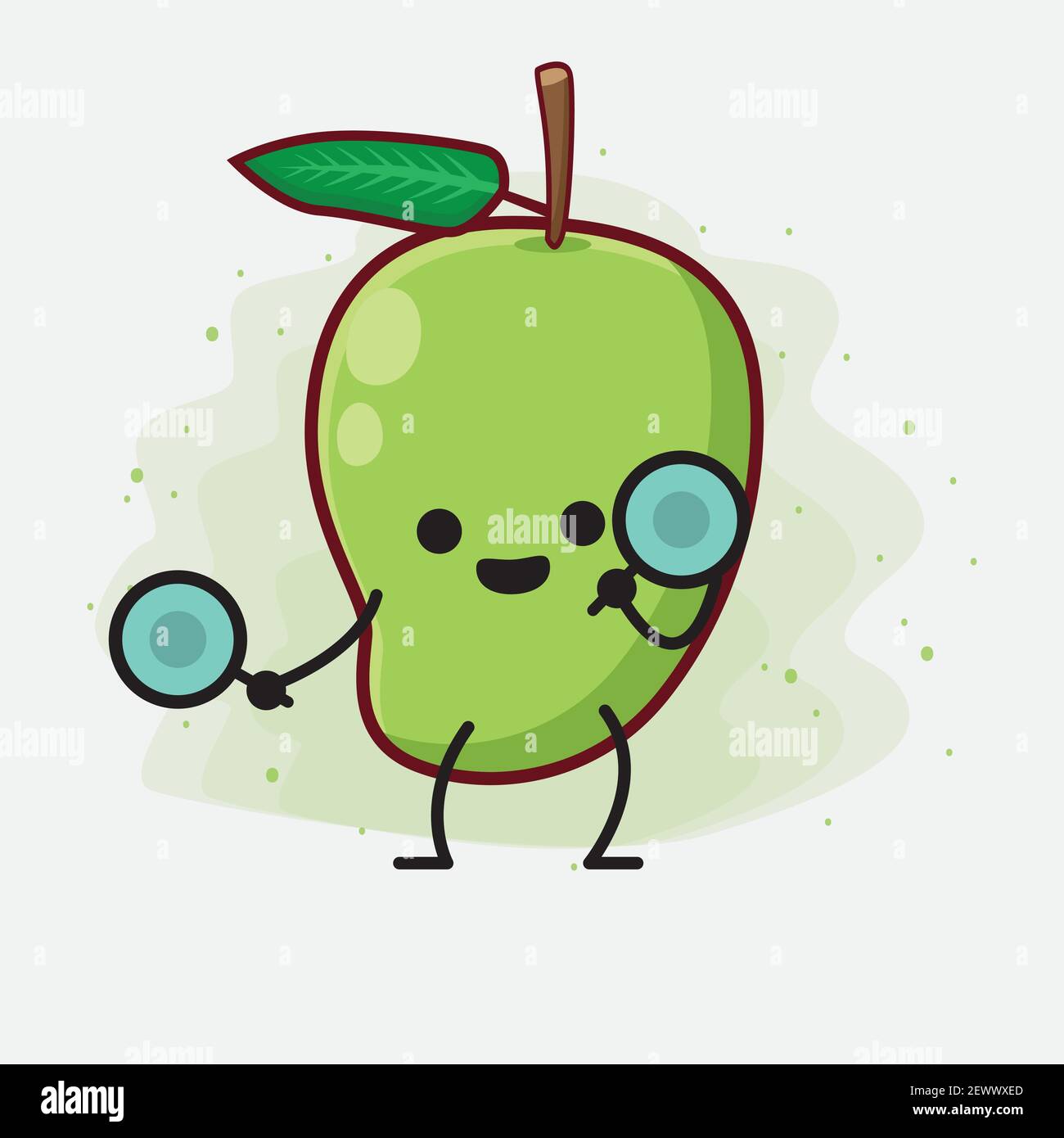 Vector Illustration of Mango Fruit Character with cute face, simple ...