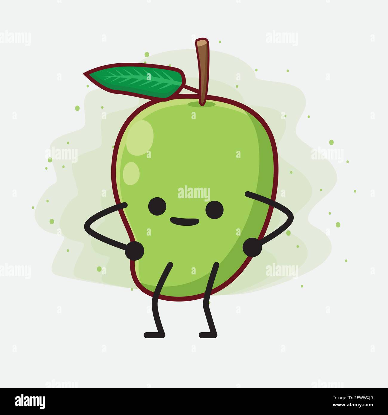 Vector Illustration of Mango Fruit Character with cute face, simple ...