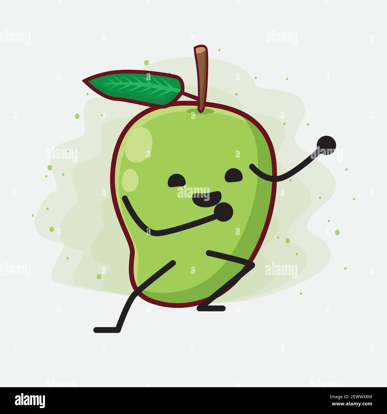 Vector Illustration of Mango Fruit Character with cute face, simple ...