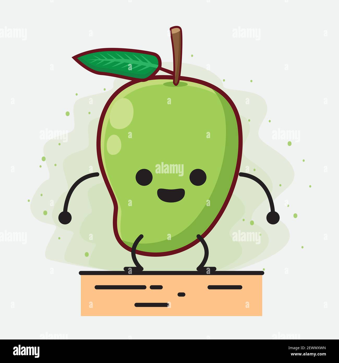 Vector Illustration of Mango Fruit Character with cute face, simple ...