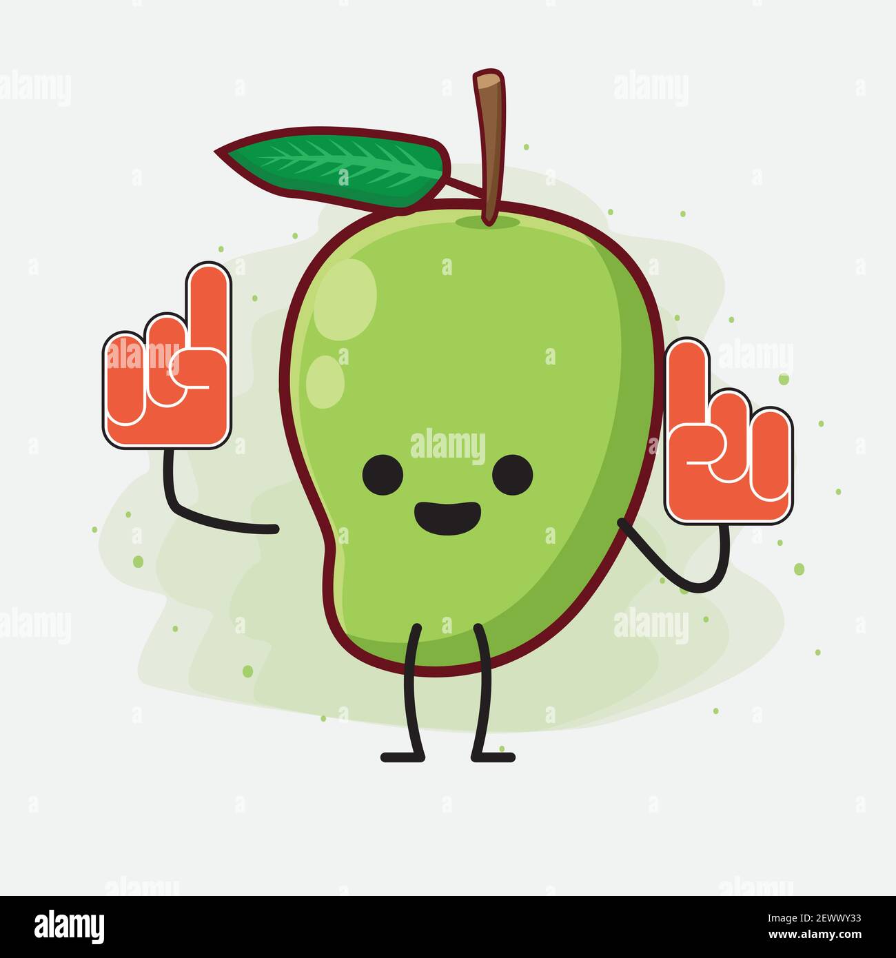 Vector Illustration of Mango Fruit Character with cute face, simple ...