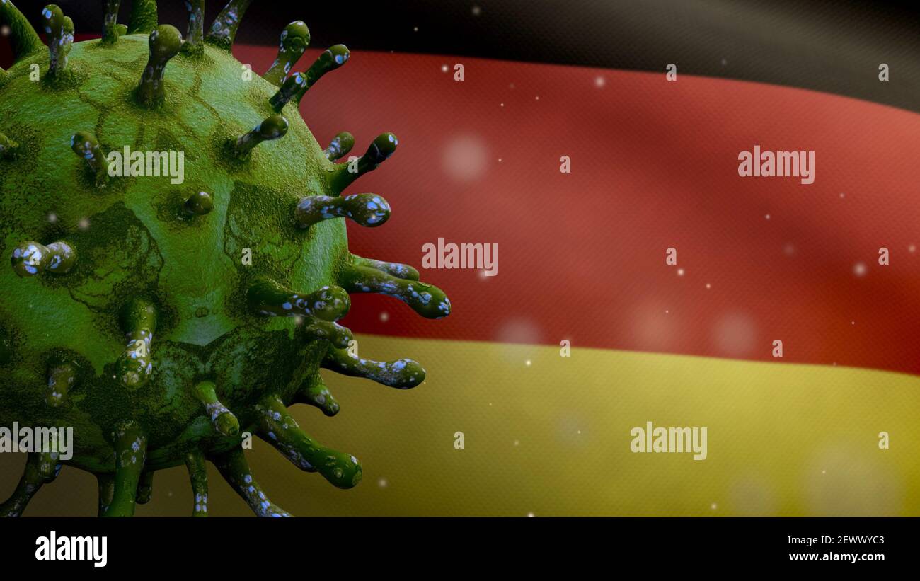 3D illustration German flag waving and Coronavirus 2019 nCov concept ...