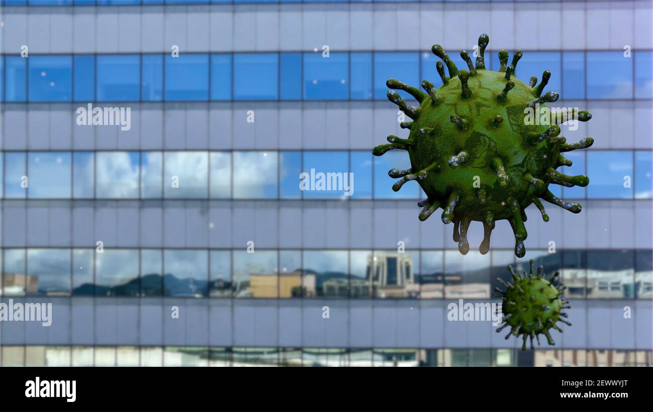 3D illustration. Influenza Covid 19 virus with beautiful and modern ...