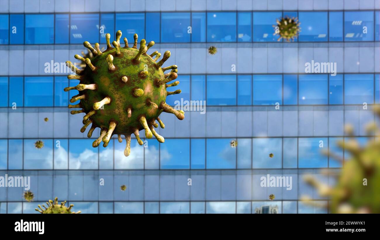 3D illustration. Influenza Covid 19 virus with beautiful and modern ...