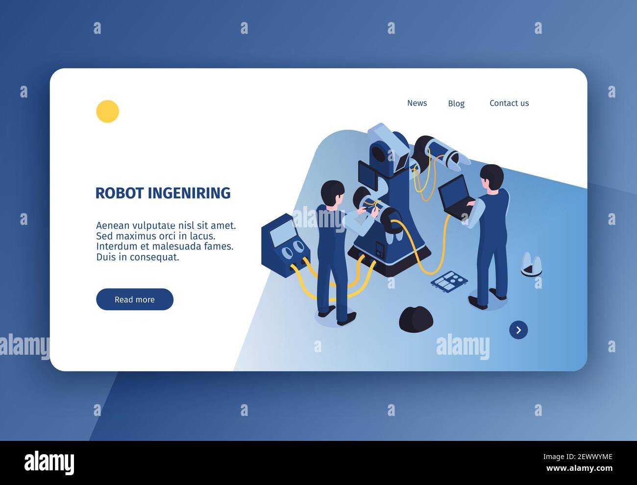 Horizontal robot automation concept banner with isometric image of ...