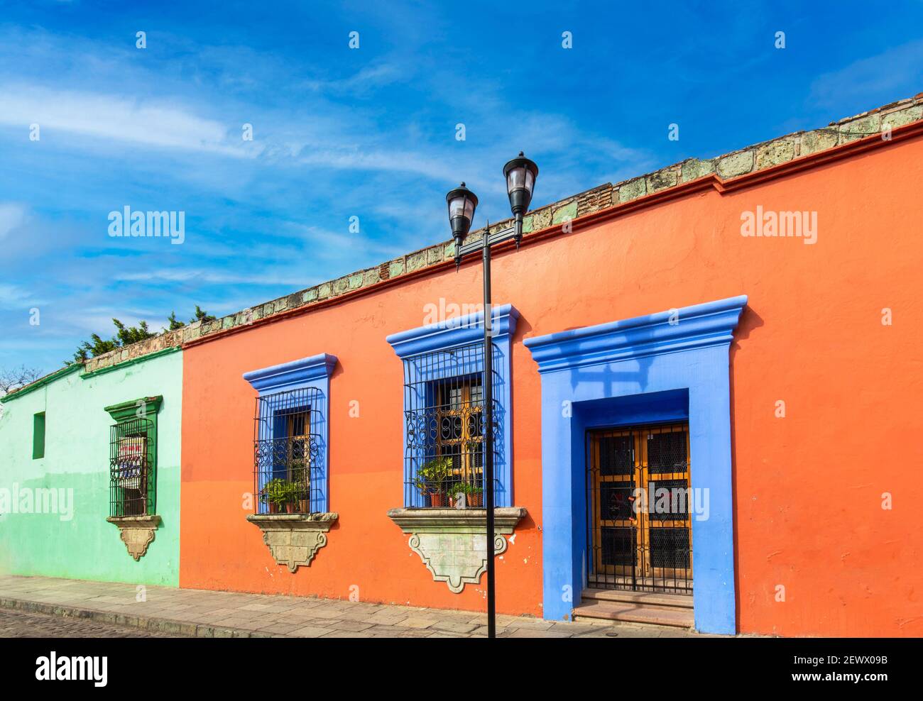 Oaxaca, Mexico, Scenic old city streets and colorful colonial buildings ...