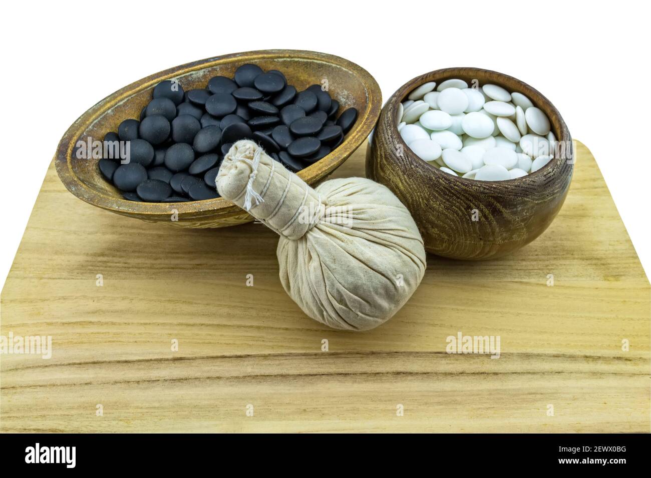 Close up ball compressing spa and black and white stone present in Yin ...