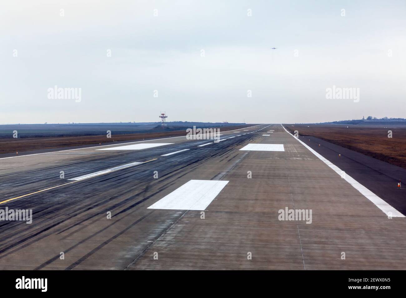 The plane is approaching for landing . Runway which aircraft take off ...