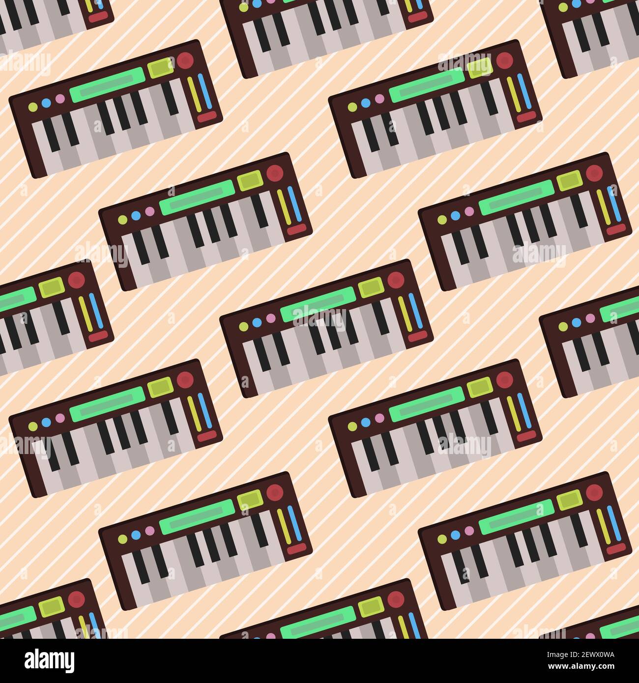 keyboard music instrument seamless pattern vector illustration Stock ...