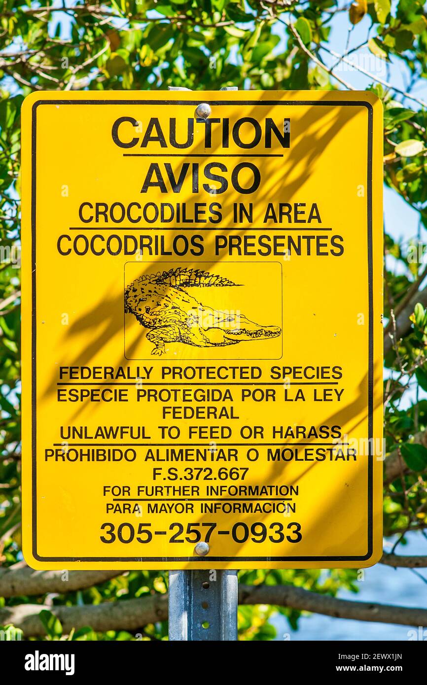 A crocodile warning sign at the Miami-Dade Homestead Park and Herbert ...