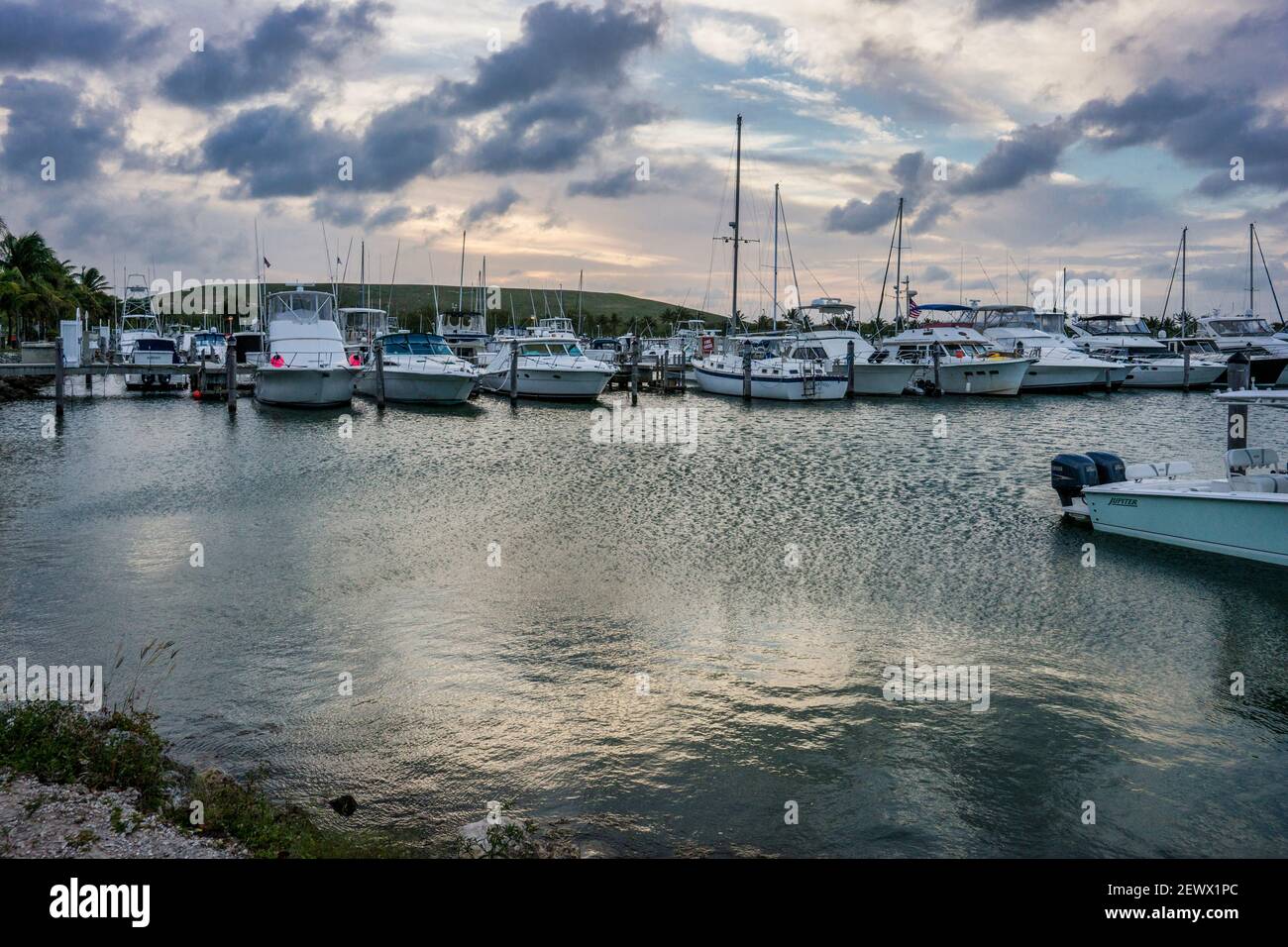 Late afternoon view of the boats docked at the Black Point Park Marina ...